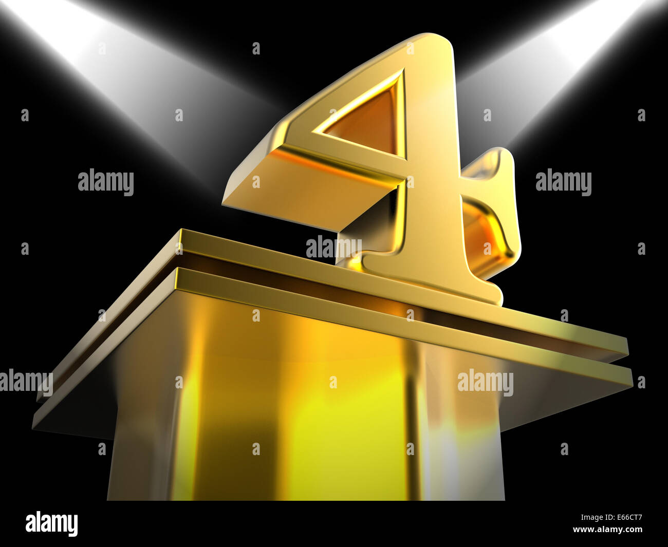 Golden Four On Pedestal Meaning Movie Awards Or Prizes Stock Photo - Alamy