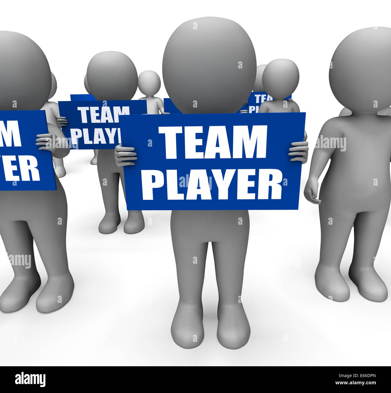 Characters Holding Team Player Signs Show Teamwork Partnership Or ...
