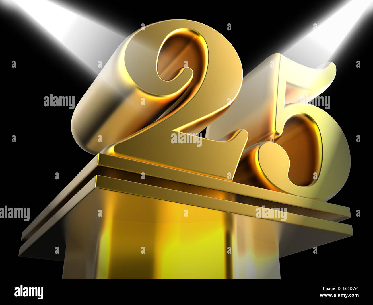 Golden Twenty Five On Pedestal Showing Twenty Fifth Movie Anniversary ...