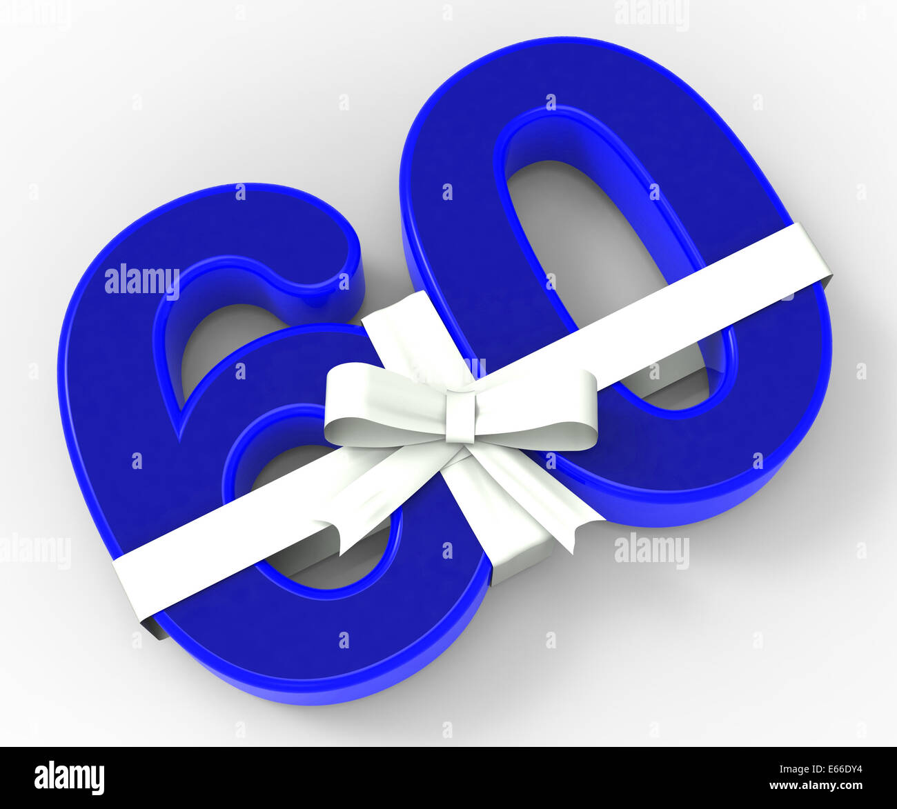 Number Sixty With Ribbon Showing Birthday Presents Or Gifts Stock Photo ...