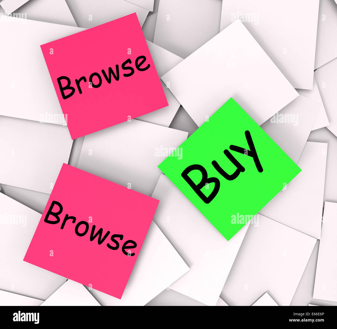 Browse Buy Post-It Notes Showing Shopping Around And Purchasing Stock ...