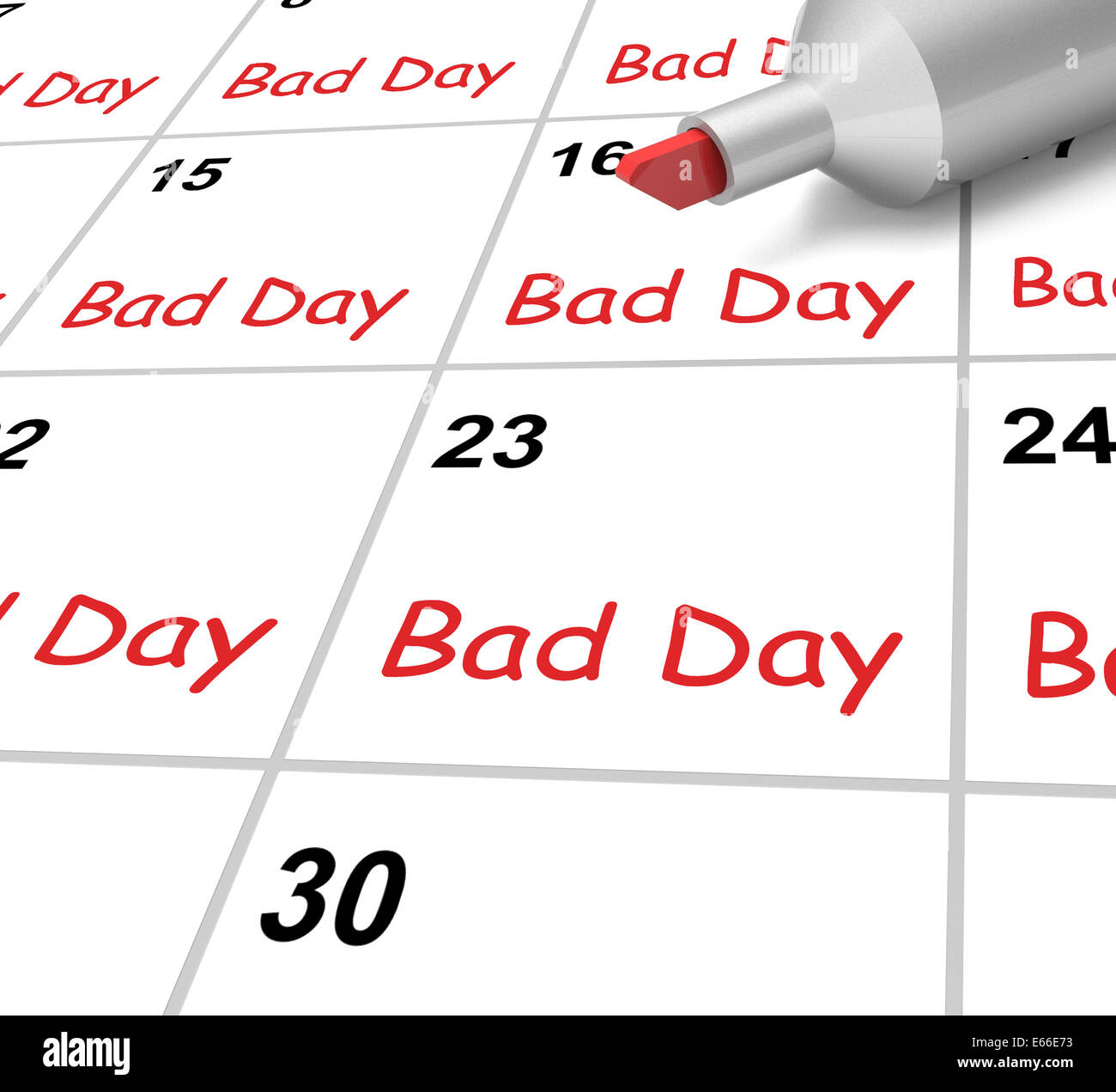 Bad Day Calendar Showing Rough Or Stressful Time Stock Photo - Alamy