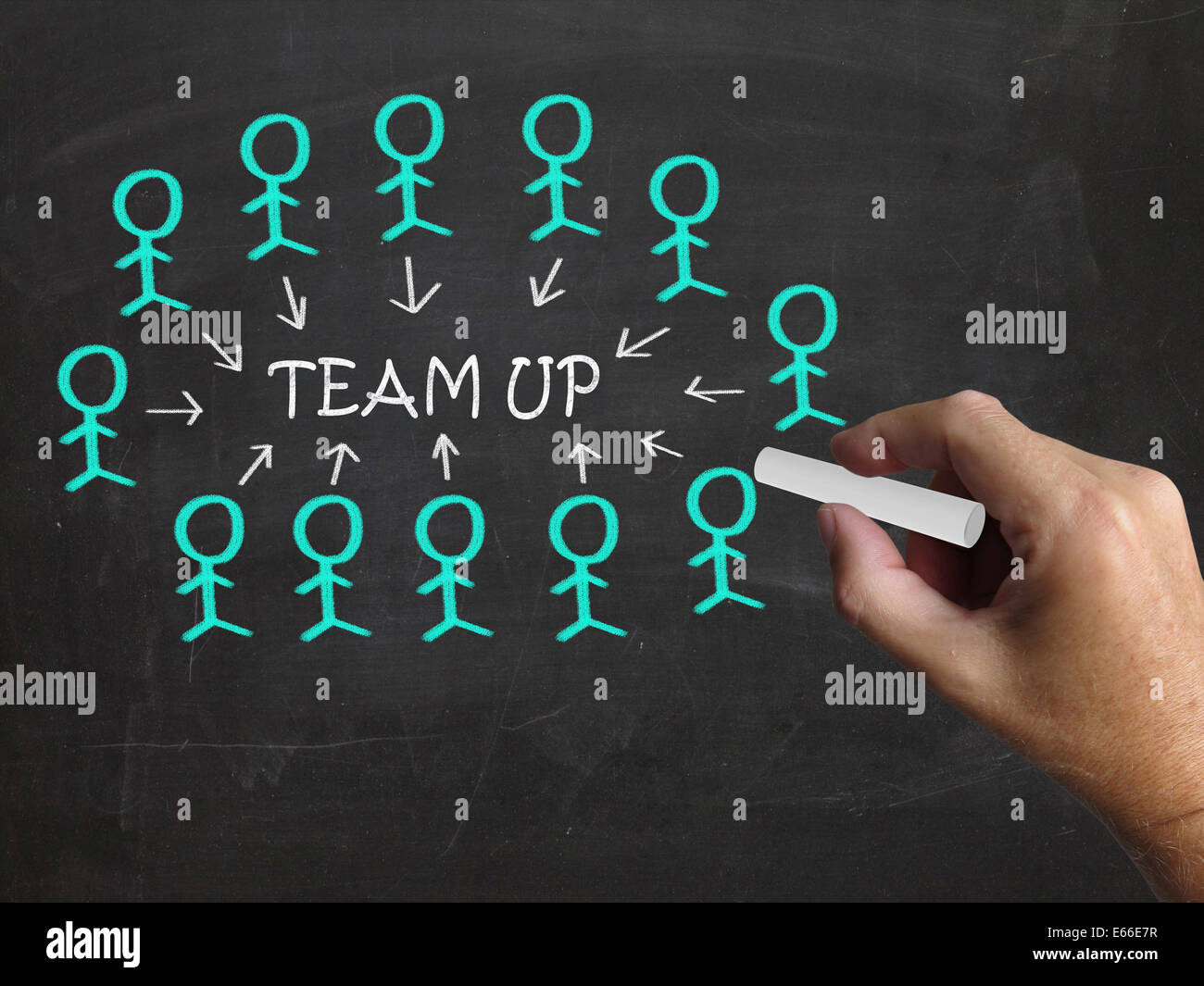 Team Up On Whiteboard Showing Helping Each Other And Support Stock ...