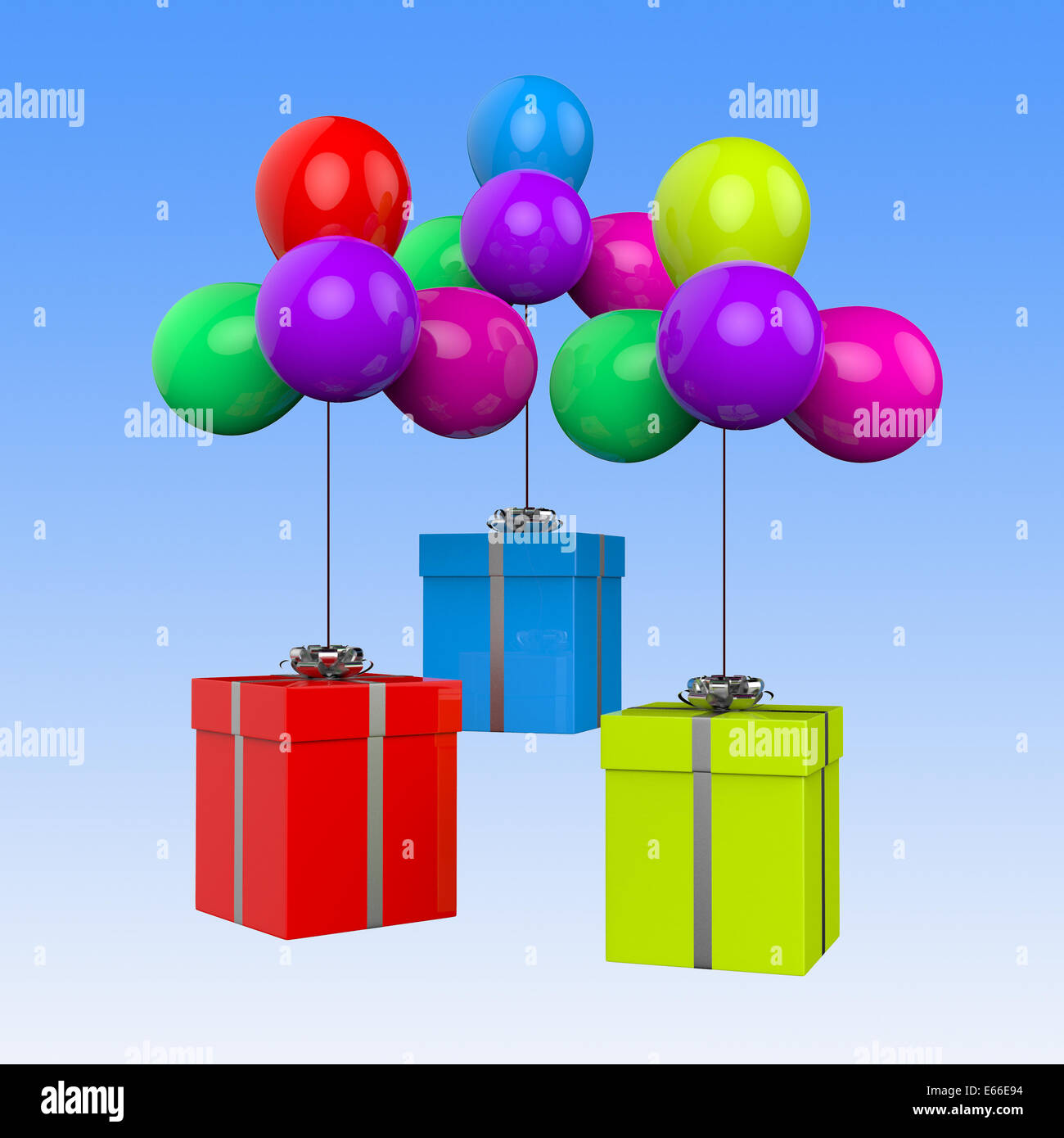 Balloons With Presents Showing Birthday Party Or Colourful Gifts Stock ...