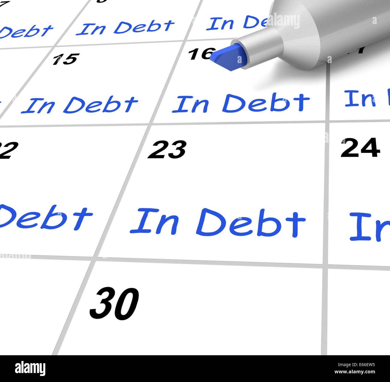 In Debt Calendar Showing Borrowed Money Owed Stock Photo - Alamy