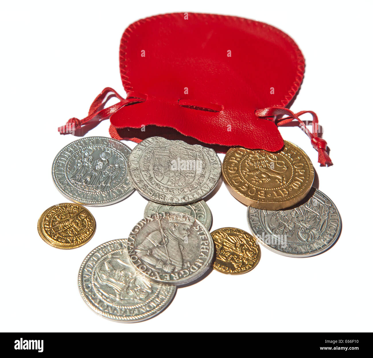 Collection of the medieval coins on the white background Stock Photo ...