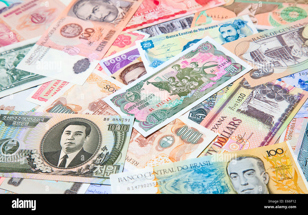 Collection of the old foreign notes Stock Photo - Alamy