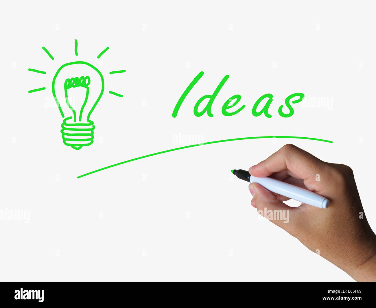 Ideas and Lightbulb Indicating Bright Idea and Concepts Stock Photo - Alamy