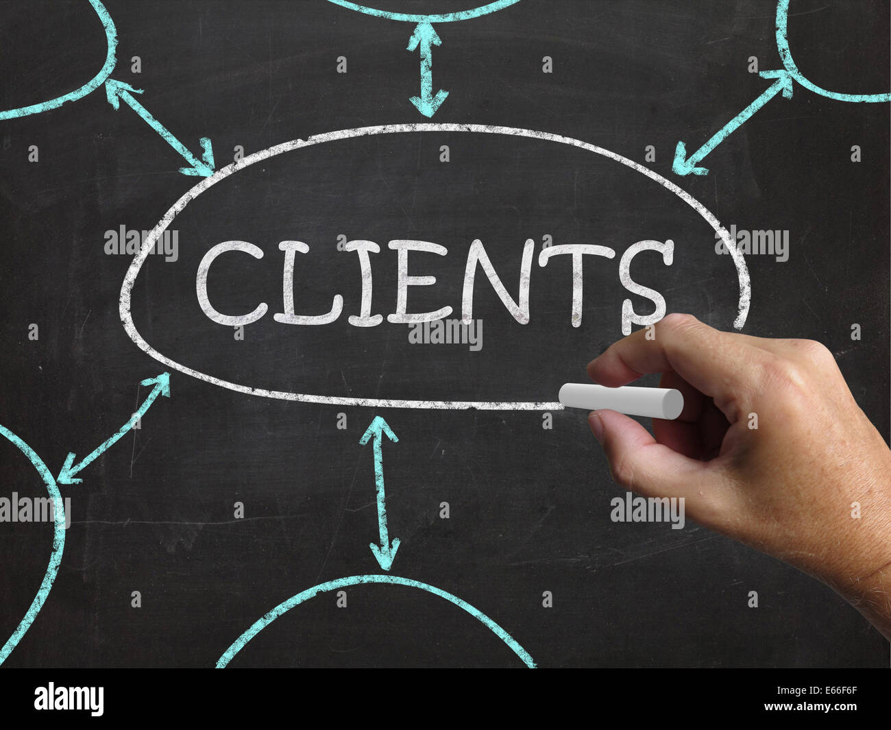 Clients Blackboard Showing Customers Consumers And Clientele Stock ...