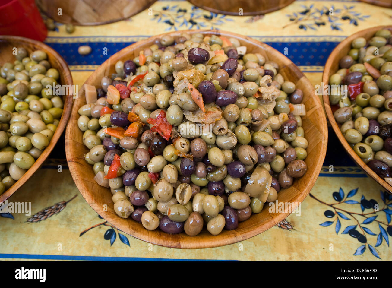 Olives on a market in a small village in southern France Stock Photo ...