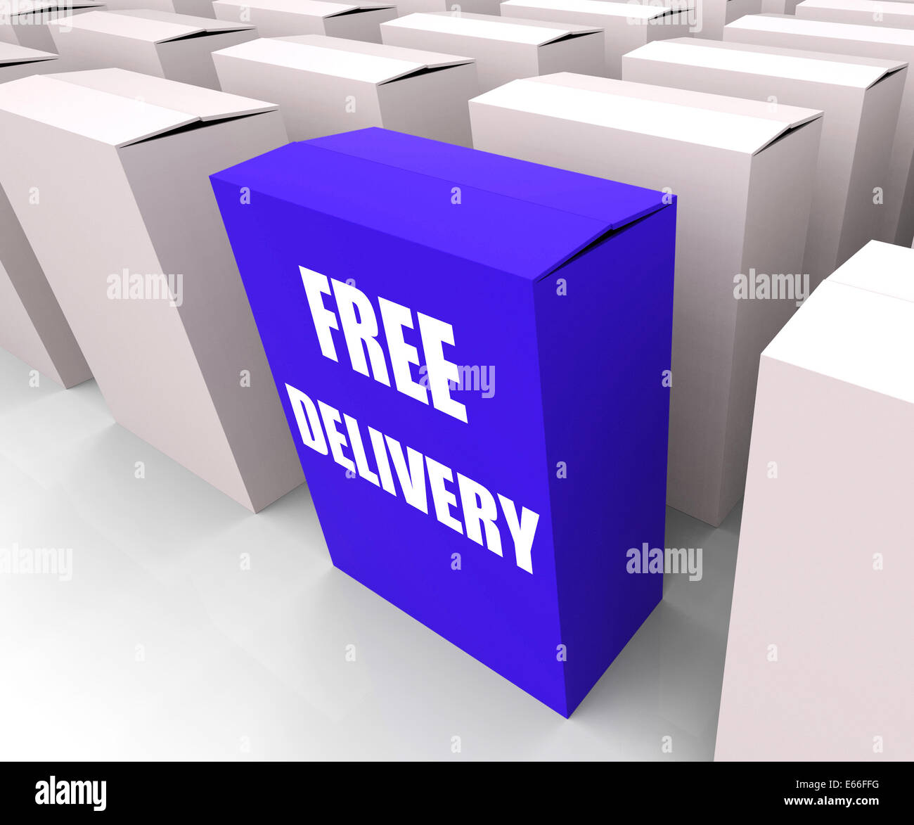 Free Delivery Sign on Box Showing No Charge To Deliver Stock Photo - Alamy