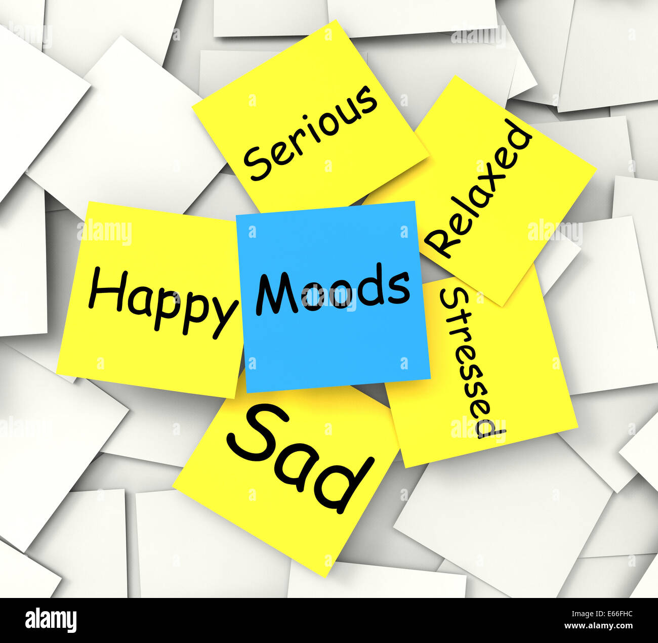 Moods Post-It Note Showing State Of Mind Stock Photo - Alamy