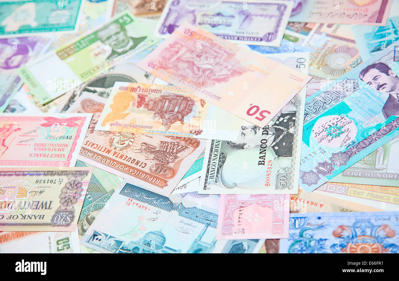 Collection of the old foreign notes Stock Photo - Alamy