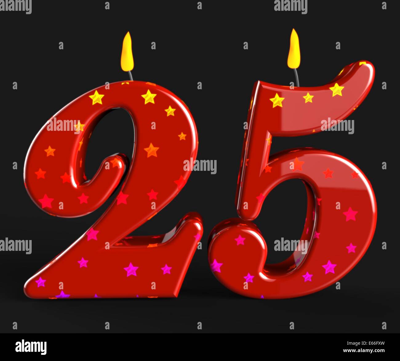 Number Twenty Five Candles Showing Burning Candles Or Bright Flame ...