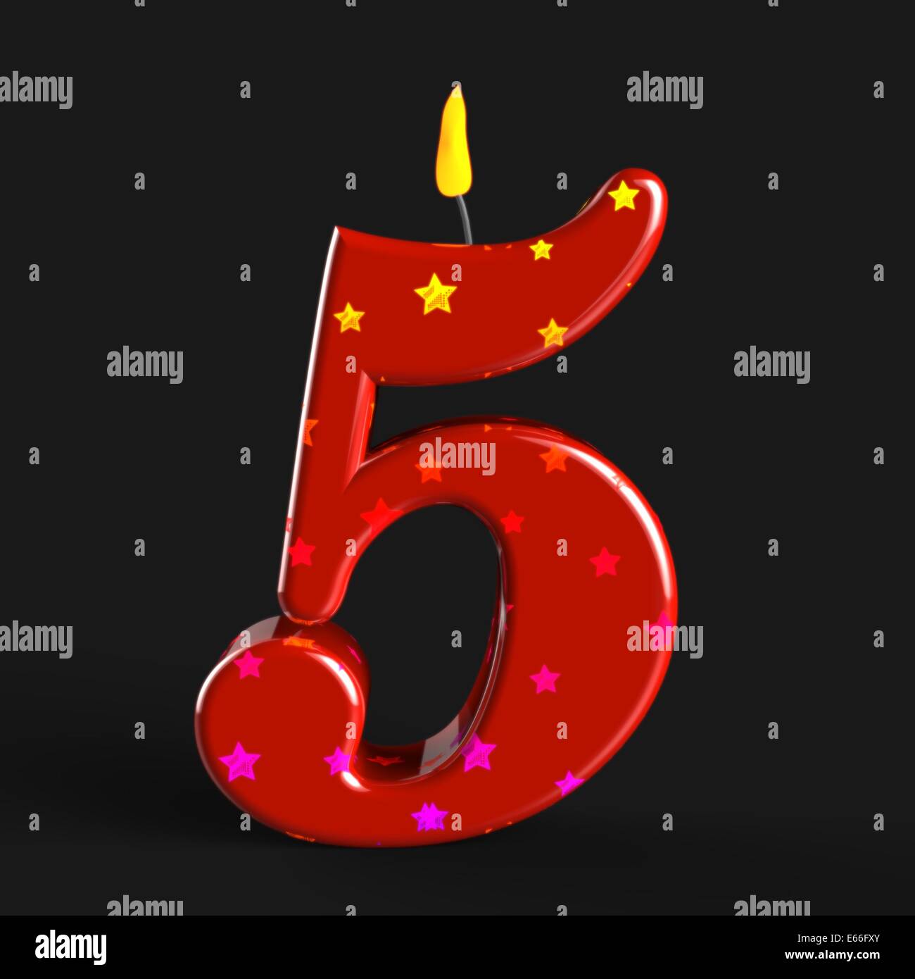 Number Five Candle Showing Cake Decoration Or Birthday Cake Stock Photo ...