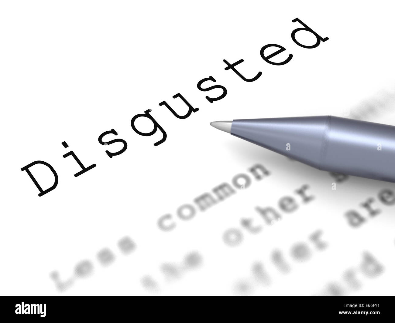 Disgusted Word Showing Appalled Offended Or Revolted Stock Photo - Alamy
