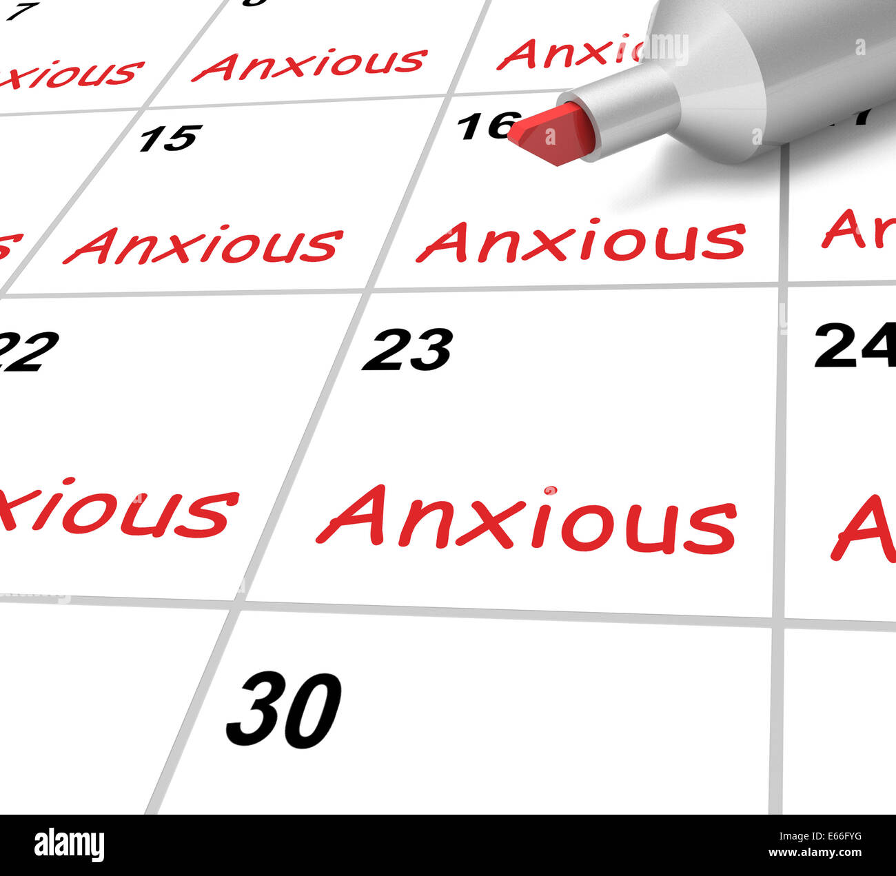 Anxious Calendar Showing Worried Fearful And Concerned Stock Photo - Alamy
