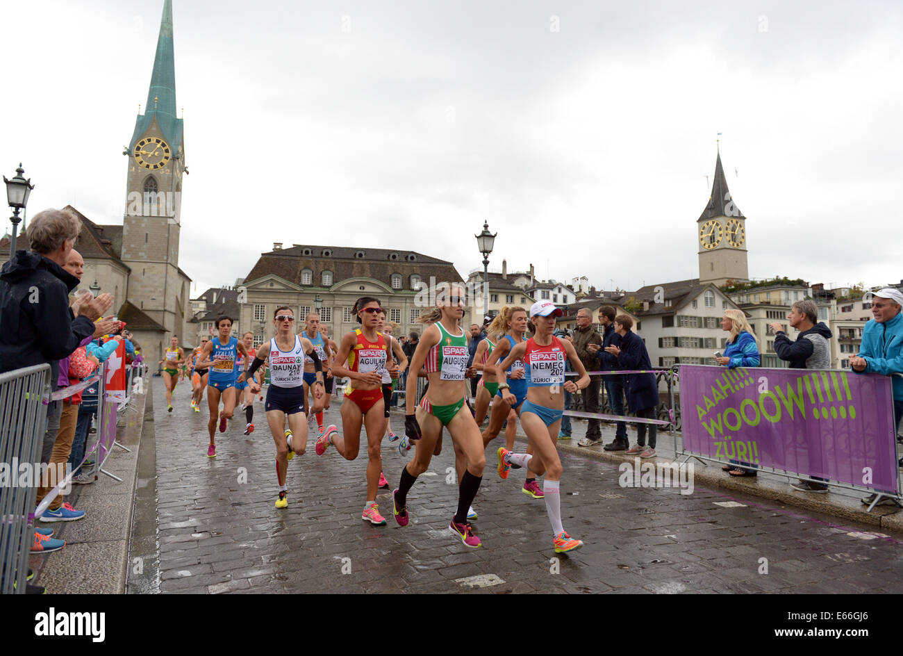 Zurich, Switzerland. 16th Aug, 2014. Athlets competes in Marathon Women ...