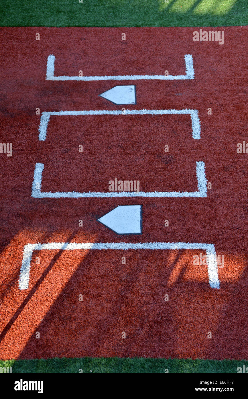 A view from above of part of the bullpen pitching area at MCU Park in ...