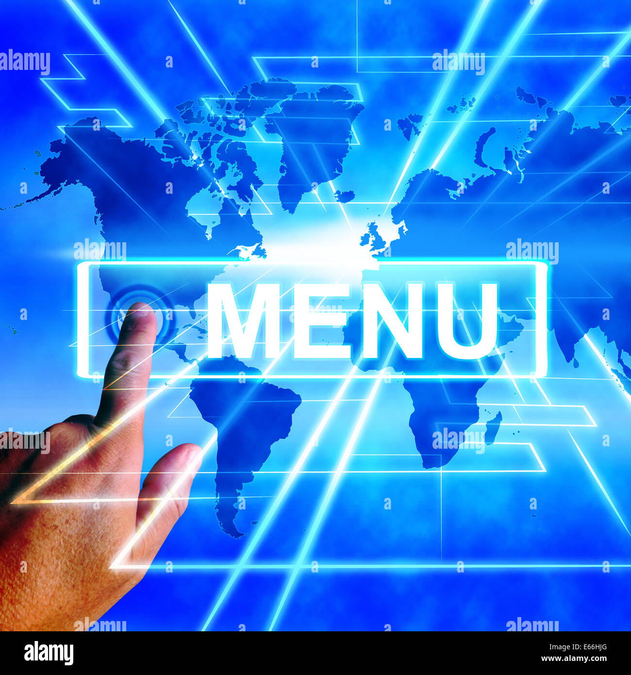 Menu Map Displaying International Choosing and Options Stock Photo - Alamy