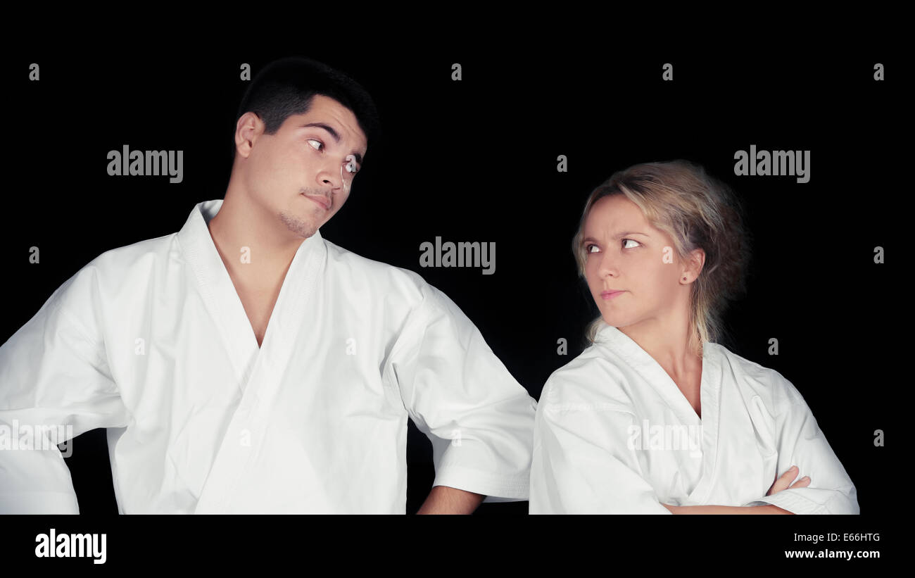 Karate Couple Wearing Kimonos Standing Together Stock Photo - Alamy