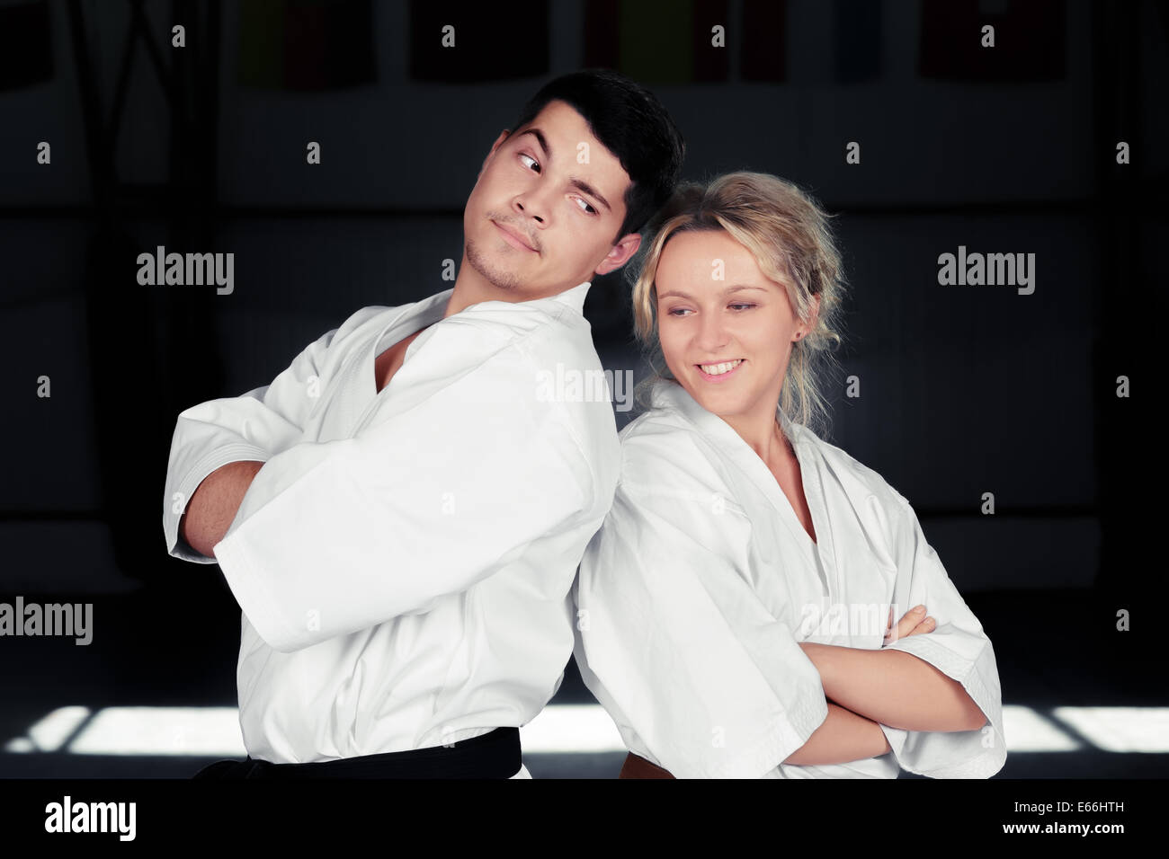 Karate Couple Wearing Kimonos Standing Together Stock Photo - Alamy