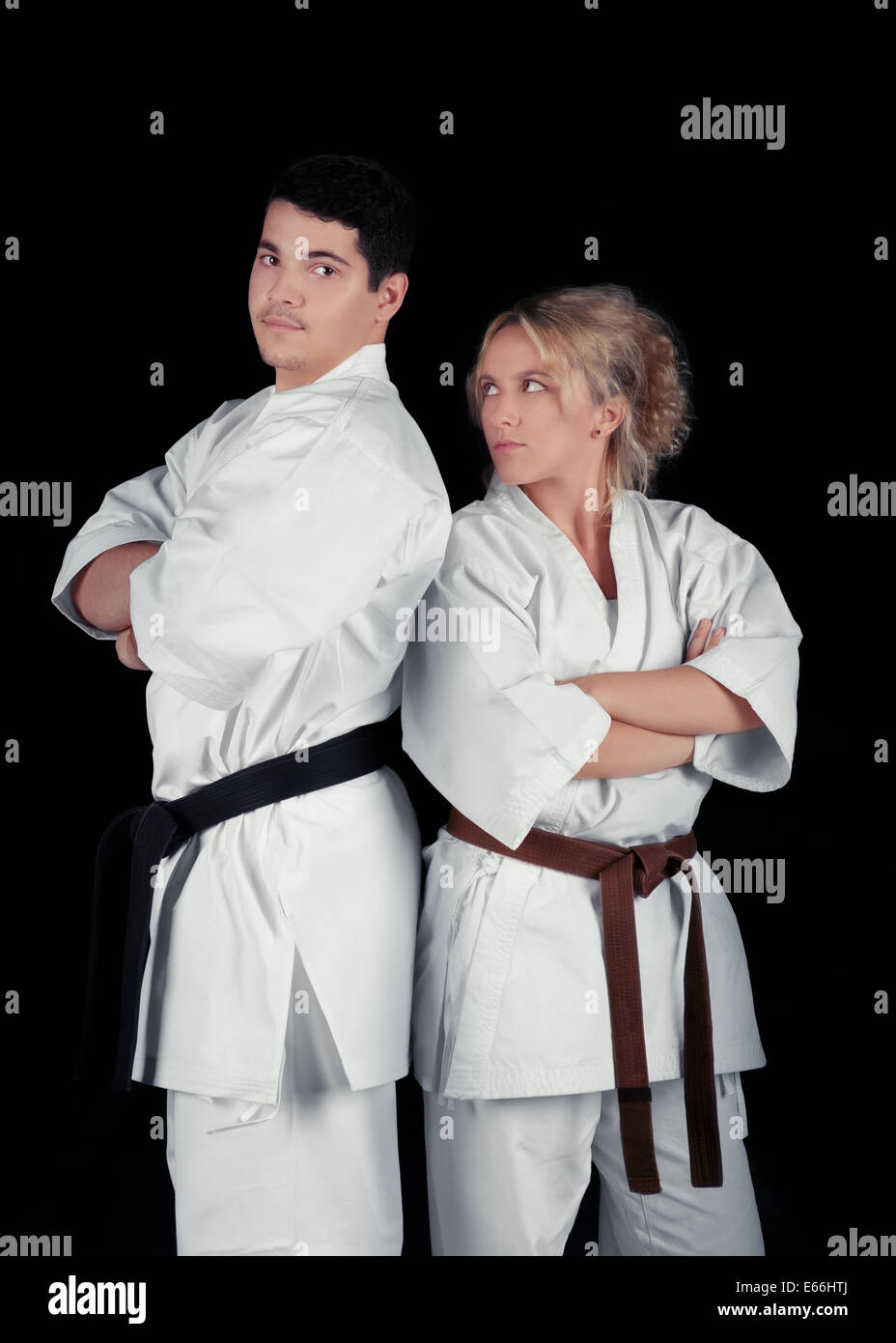 Karate Couple Wearing Kimonos Standing Together Stock Photo - Alamy