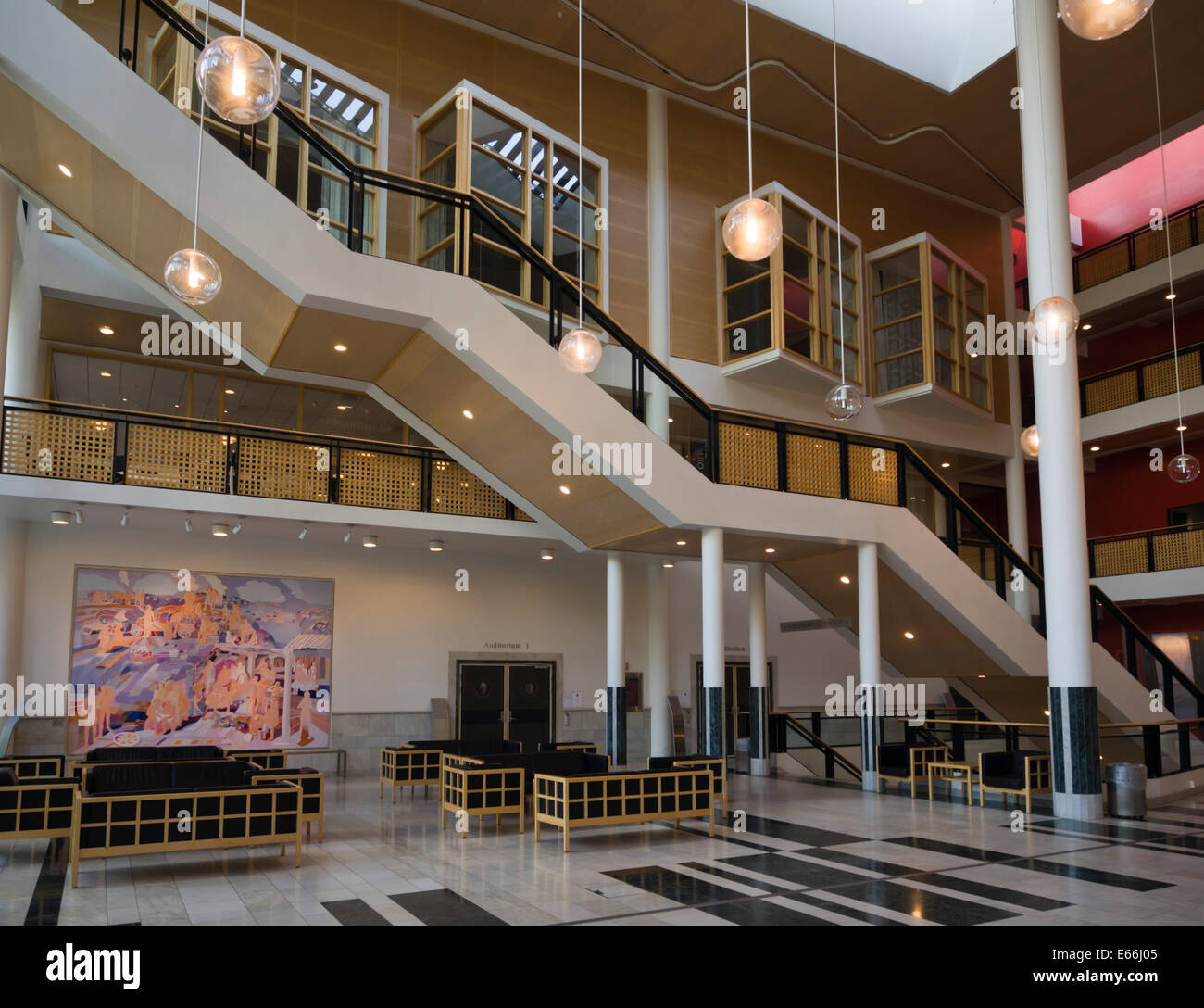 Oslo Norway, entrance hall of the university library at Blindern with ...