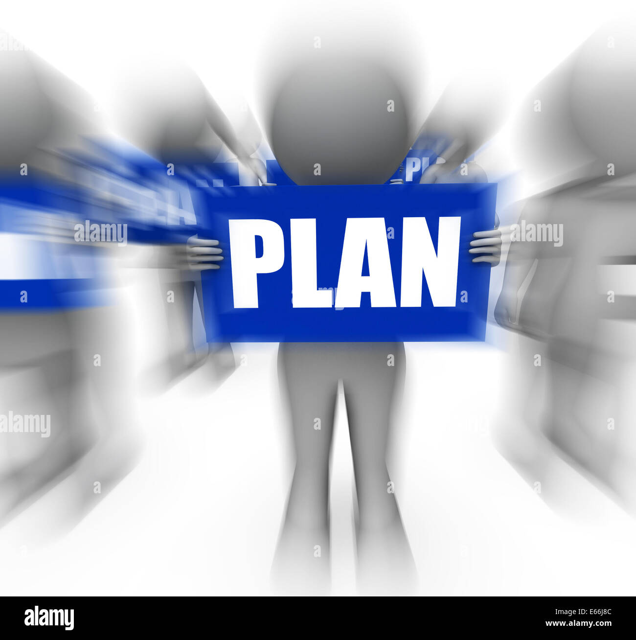 Characters Holding Plan Signs Displaying Objectives Aims And Plans ...