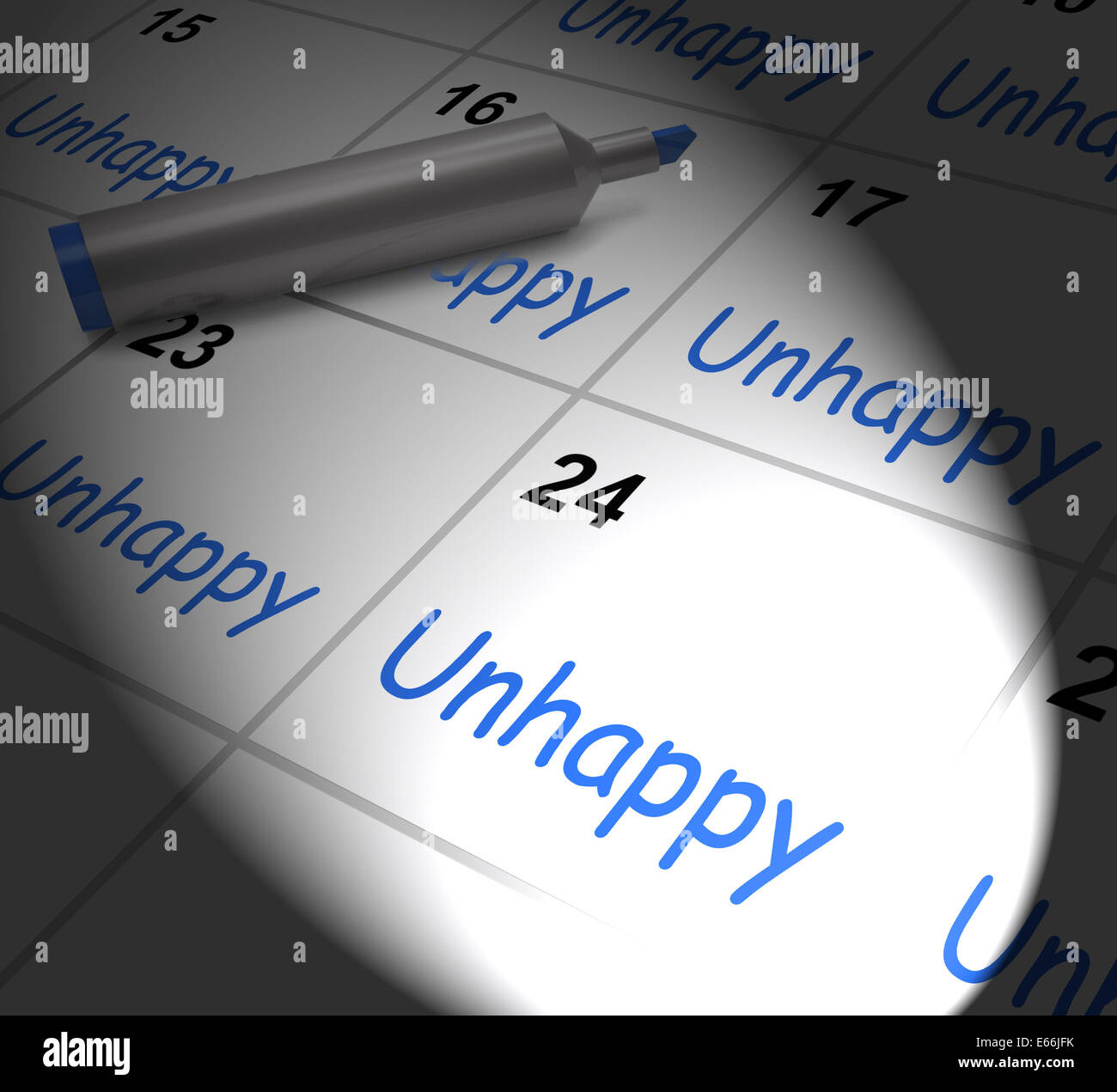 Unhappy Calendar Displaying Problems Stress Or Sadness Stock Photo - Alamy