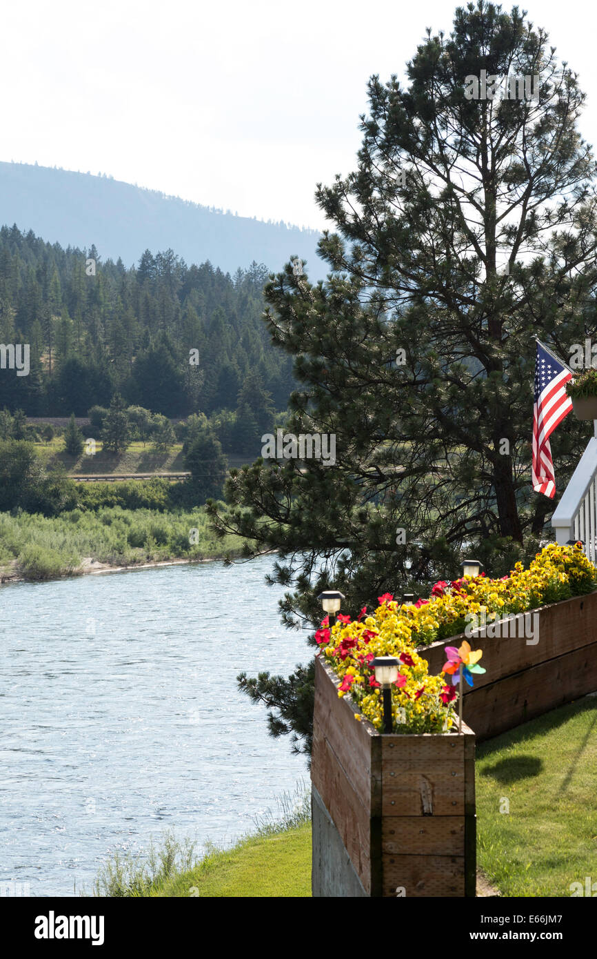 Scenic Clark Fork River view from Home in rural Montana, USA Stock ...