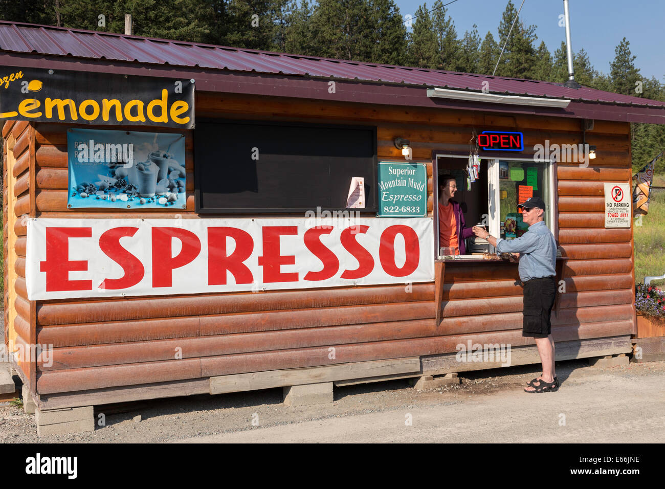 Espresso Shop,Customer Purchasing a Cup to Go at Walk-Up Window ...