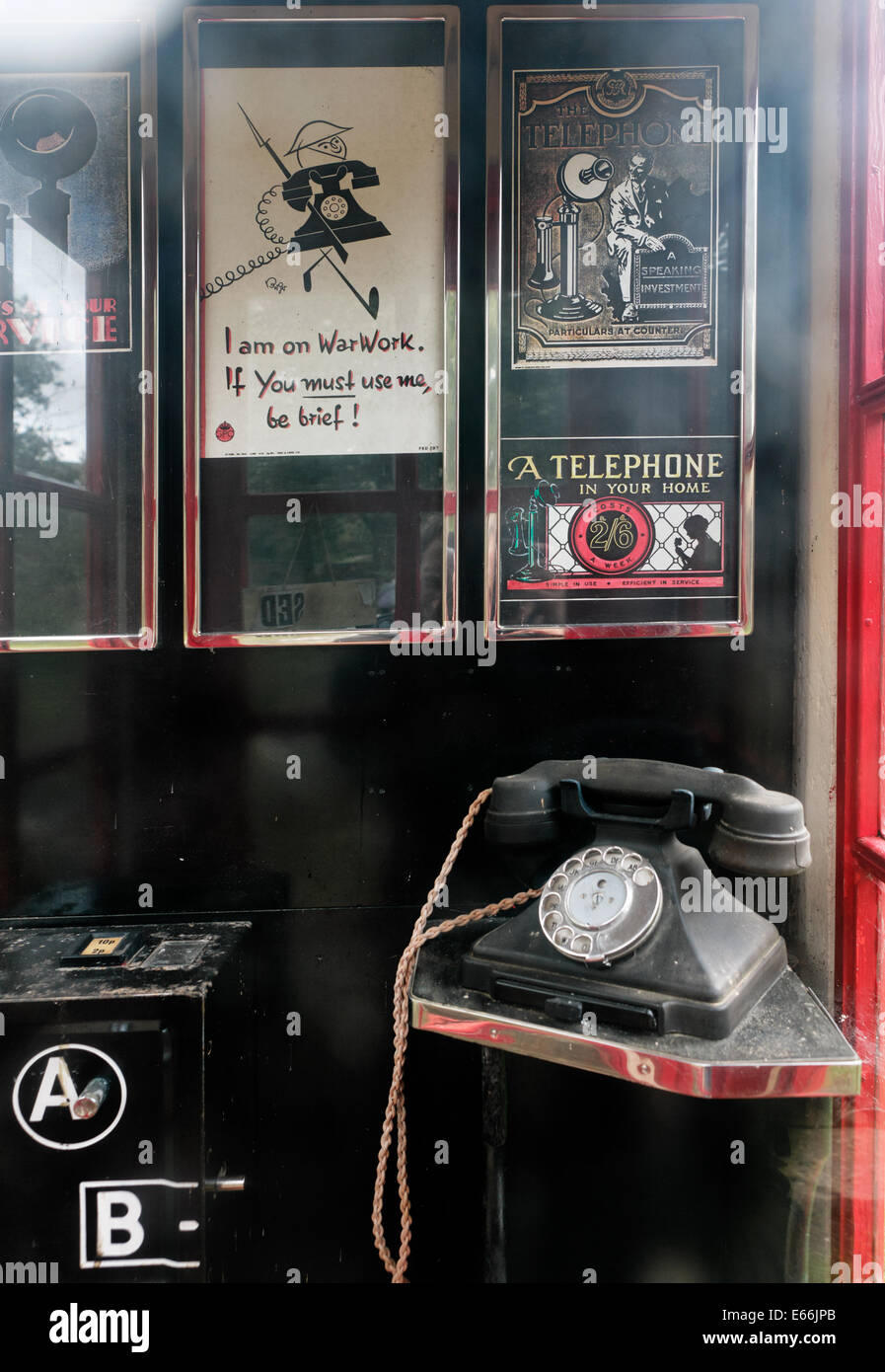 Tyneham Ghost Village 1940'scoin operated public telephone box interior ...