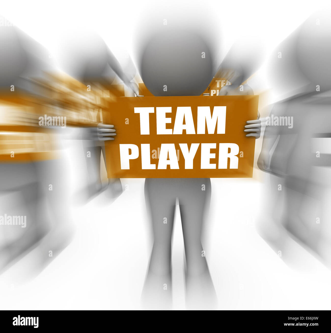 Characters Holding Team Player Signs Displaying Teamwork Partnership Or ...