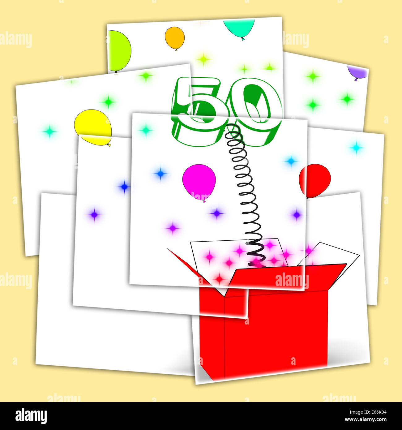 Number Fifty Surprise Box Displaying Fiftieth Birthday Or Birth ...