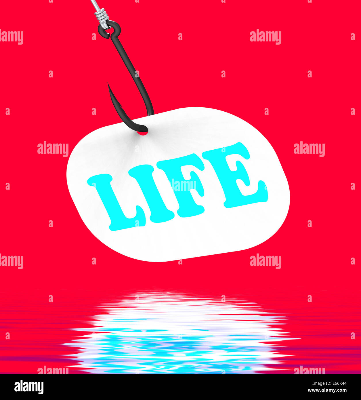 Life On Hook Displaying Happy Lifestyle Or Prosperity Stock Photo - Alamy