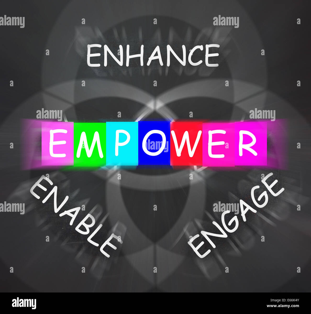 Encouragement Words Displaying Empower Enhance Engage and Enable Stock ...