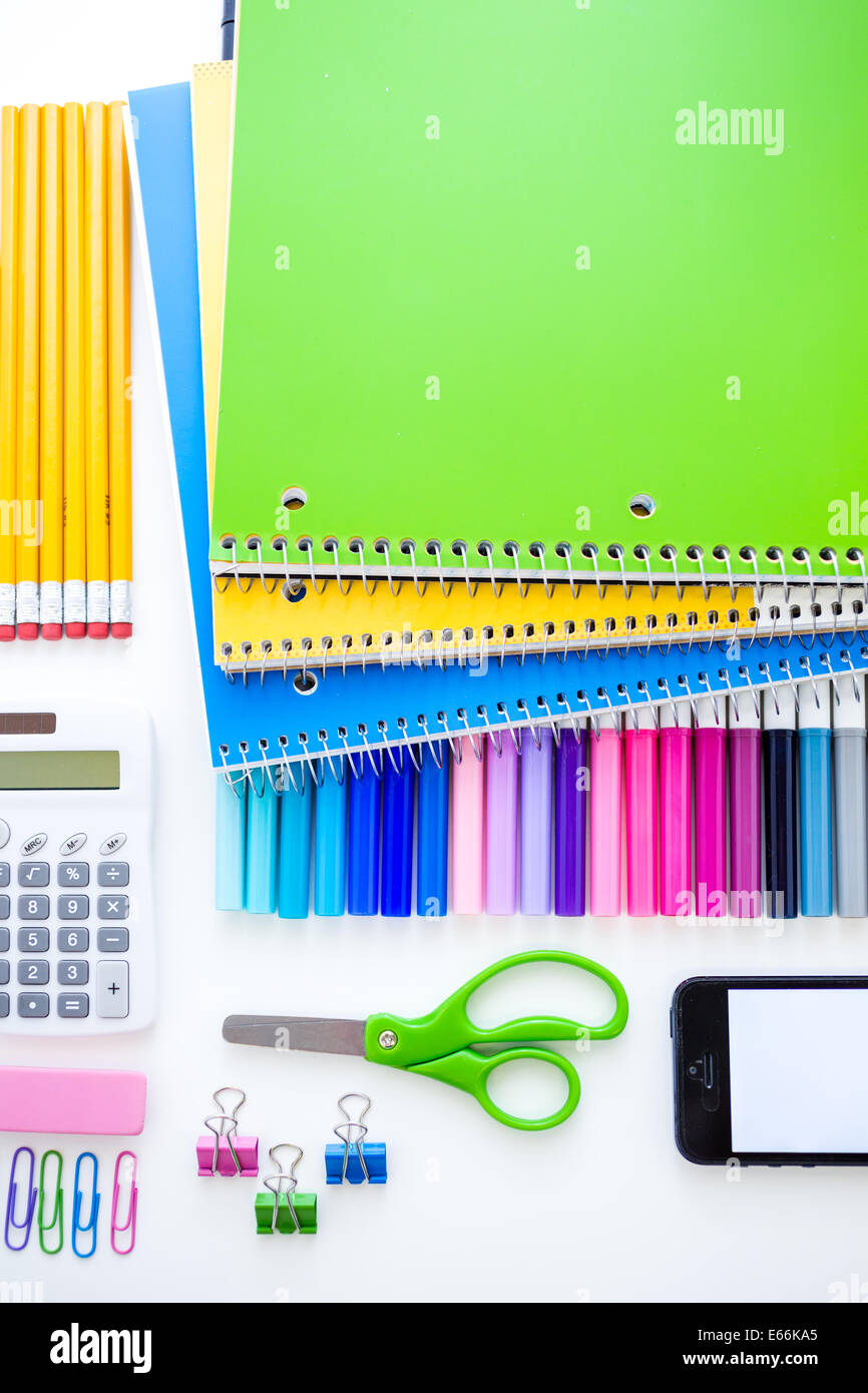 New school supplies prepared for new school year Stock Photo - Alamy