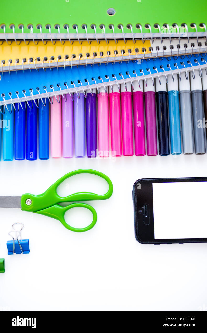 New school supplies prepared for new school year Stock Photo - Alamy
