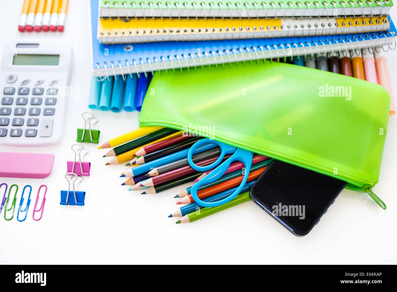 New school supplies prepared for new school year Stock Photo - Alamy
