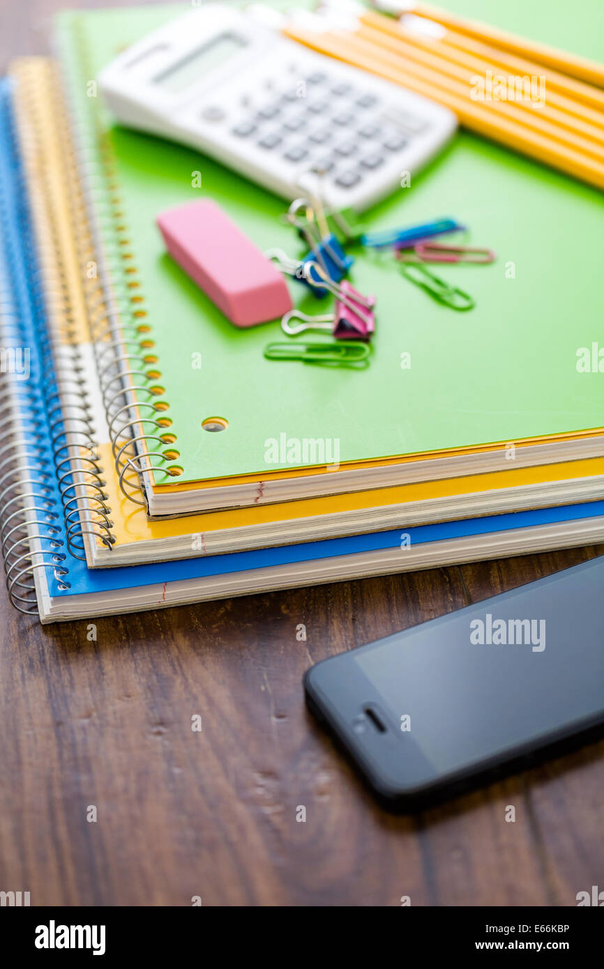 New school supplies prepared for new school year Stock Photo - Alamy
