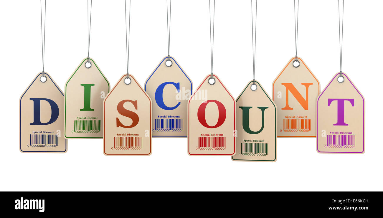 Discount tags on white isolated background. 3d Stock Photo - Alamy