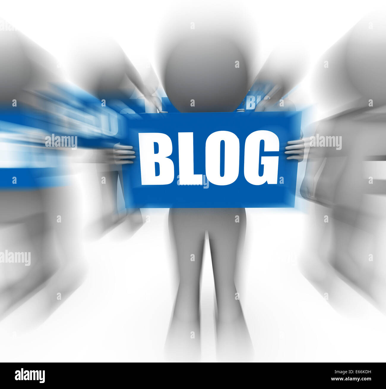 Characters Holding Blog Signs Displaying Online Information Blogging Or ...