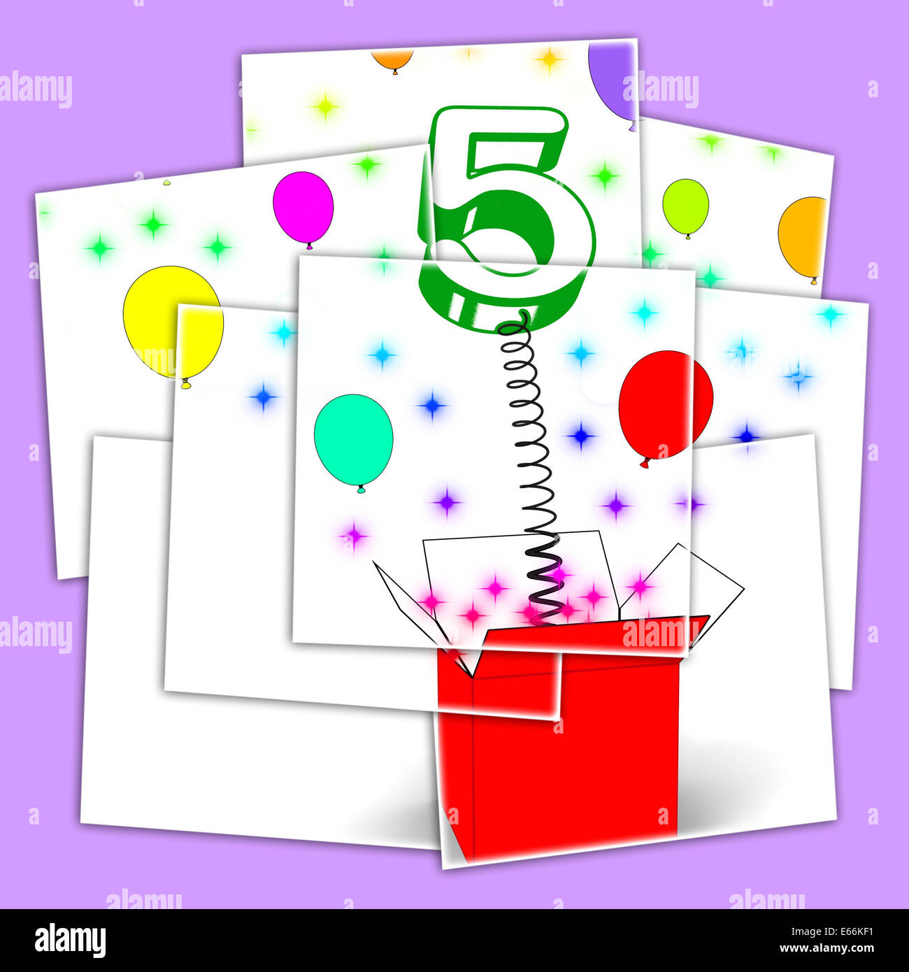 Number Five Surprise Box Displaying Surprise Party Or Festivity Stock ...