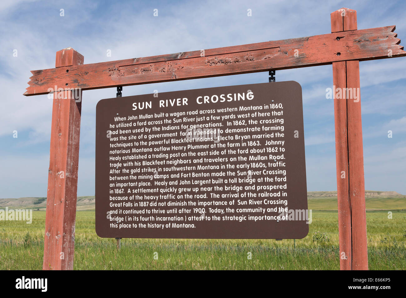 Sun River Crossing Historical Marker, Montana, USA Stock Photo - Alamy
