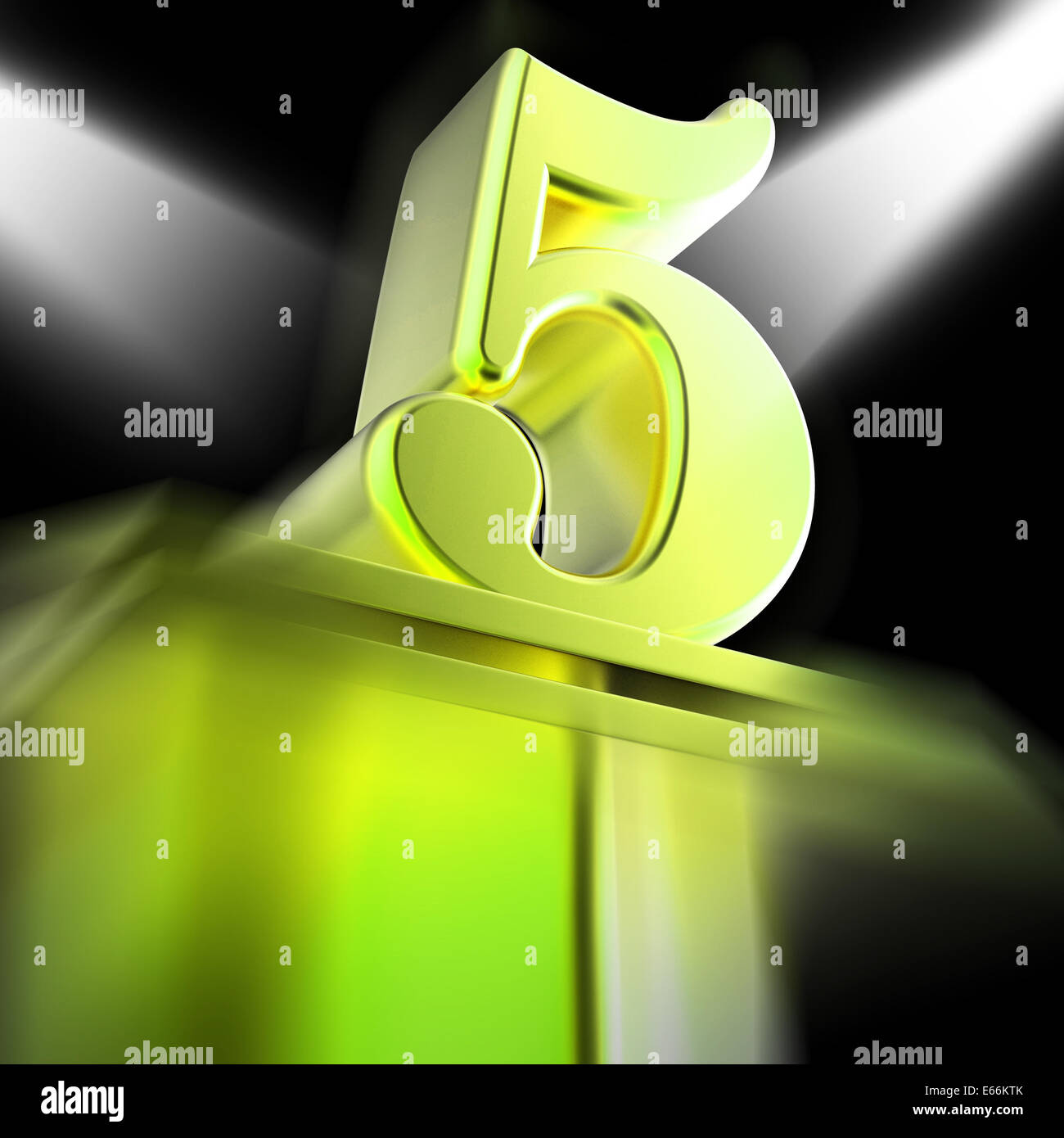 Golden Five On Pedestal Displaying Shiny Trophy Or Award Stock Photo ...