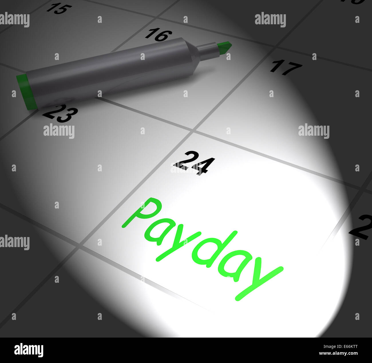 Payday Calendar Displaying Salary Or Wages For Employment Stock Photo ...