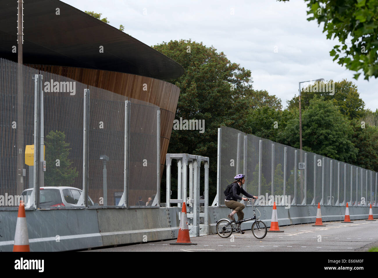 Cardiff, Wales, UK. 16th Aug, 2014. A security fence has been erected ...