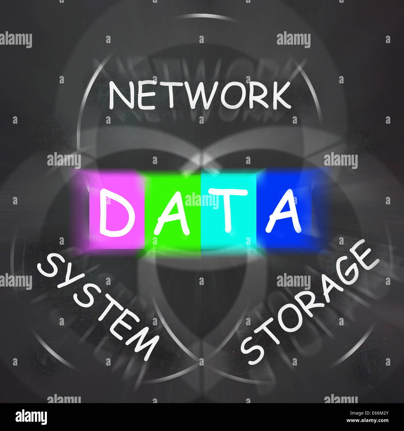 Computer Words Displaying Network System and Data Storage Stock Photo ...