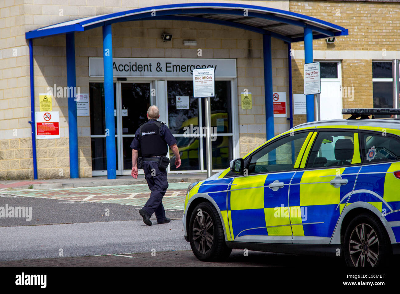 Essex, UK, 16th Aug, 2014. Southend University Hospital. border force ...